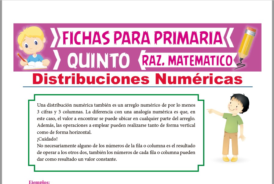 Práctica de Distribuciones Numéricas para Quinto Grado de Primaria 2025
